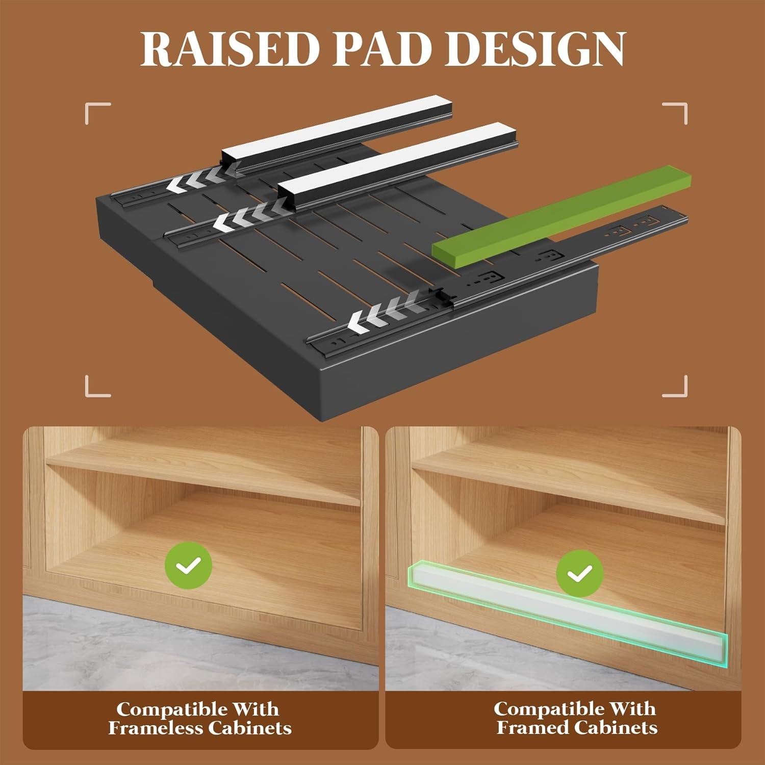 1 Pack Expandable Pull Out Cabinet Organizer 21"Deep with Raising Pad ...